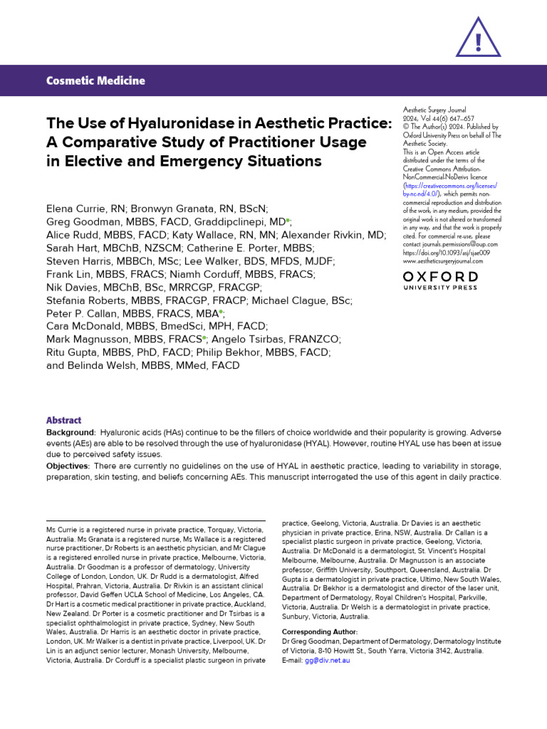 The_Use_of_Hyaluronidase_in_Aesthetic_Practice_A_C | PDF | Allergy ...