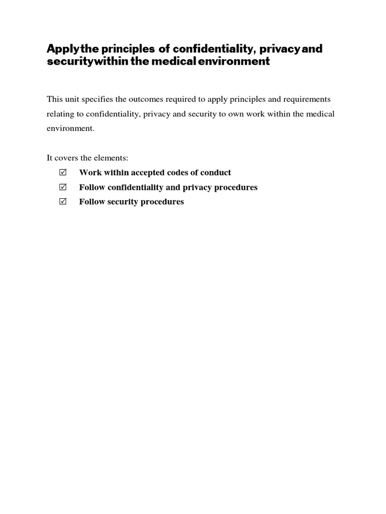 Lesson 8 Apply The Principles of Confidentiality | PDF ...