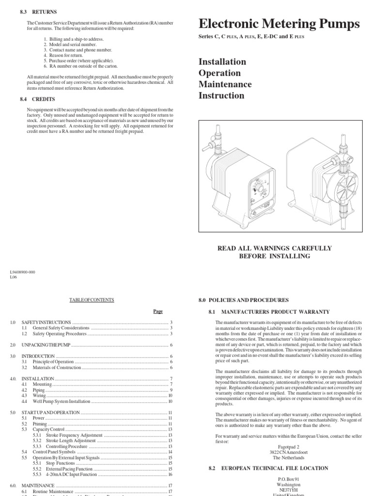 Bombas Pulsatron Manual | PDF | Pump | Valve