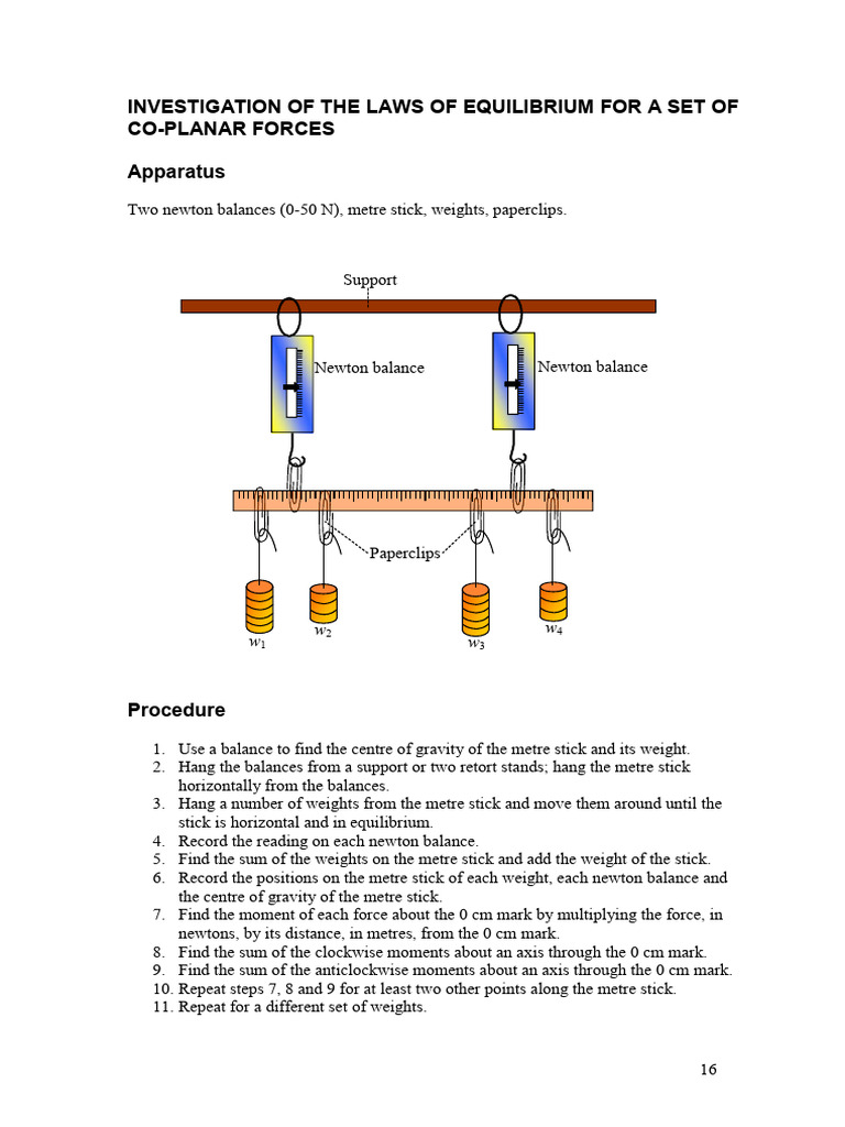 Investigation of The Laws of Equilibrium For A Set of Co-Planar Forces Apparatus | PDF | Weight ...
