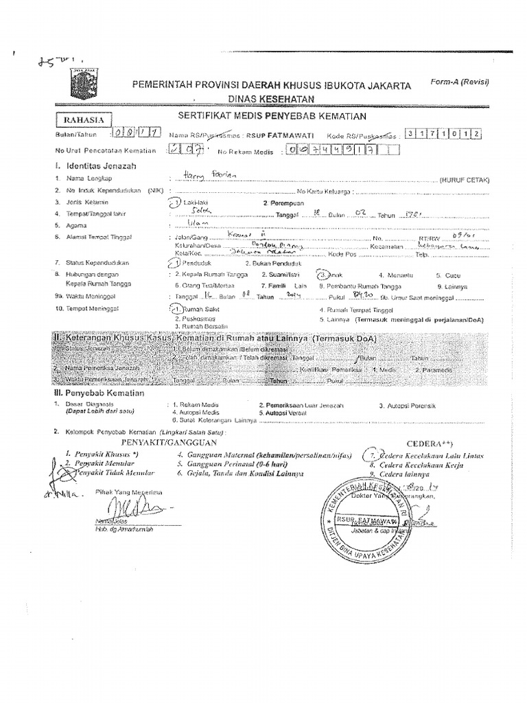 Contoh Resume Medis Atau Sertifikat Medis Rs | PDF