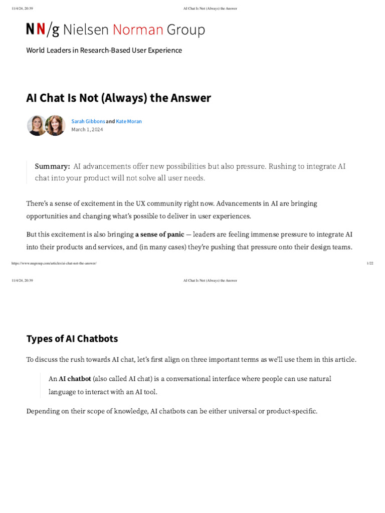AI Chatbots: Limitations and Alternatives | PDF | Artificial ...