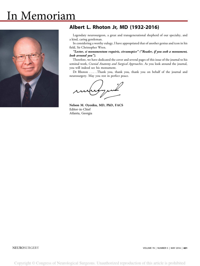 Albert L Rhoton JR MD 1932 2016 | PDF | Social Science | Young Adult