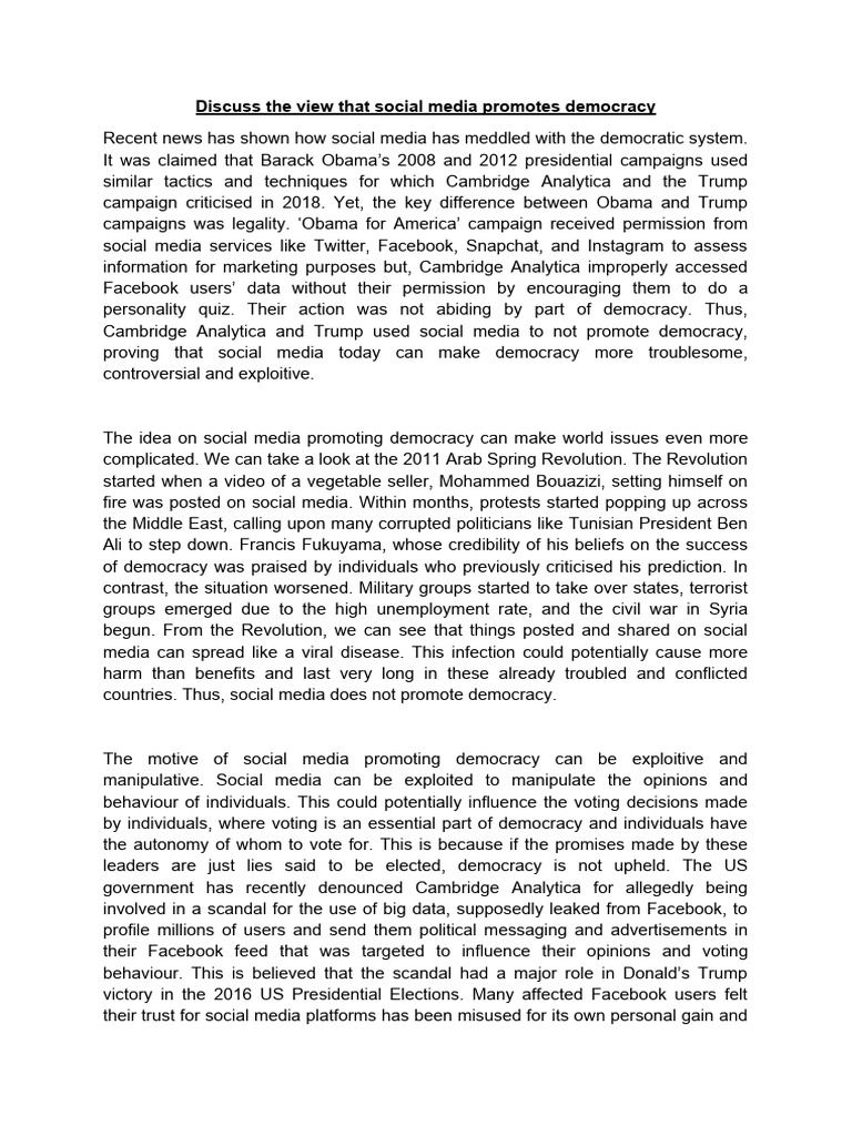 Social Media's Impact on Democracy | PDF | Social Media | Popular ...