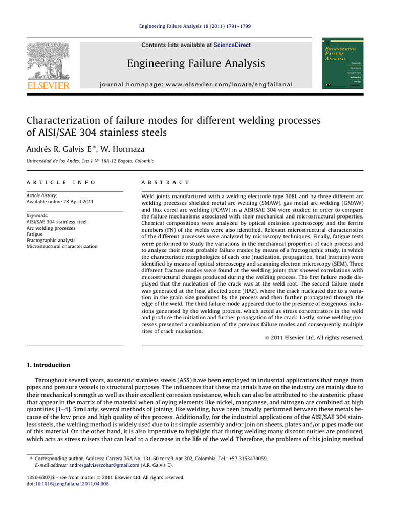 Characterization of Failure Modes for Different Welding Processes | PDF | Welding | Construction