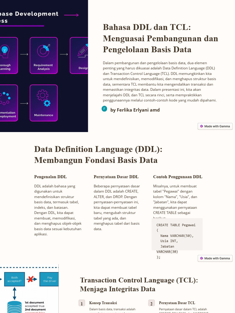 Bahasa DDL Dan TCL Menguasai Pembangunan Dan Pengelolaan Basis Data | PDF | Komputer