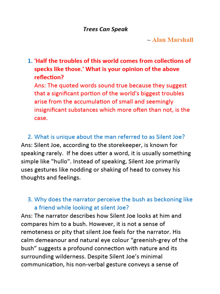 Understanding Silence in Trees Can Speak | PDF | Narration | Silence