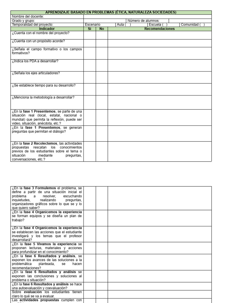 Revisión Proyectos Abpr | PDF | Maestros | Evaluación