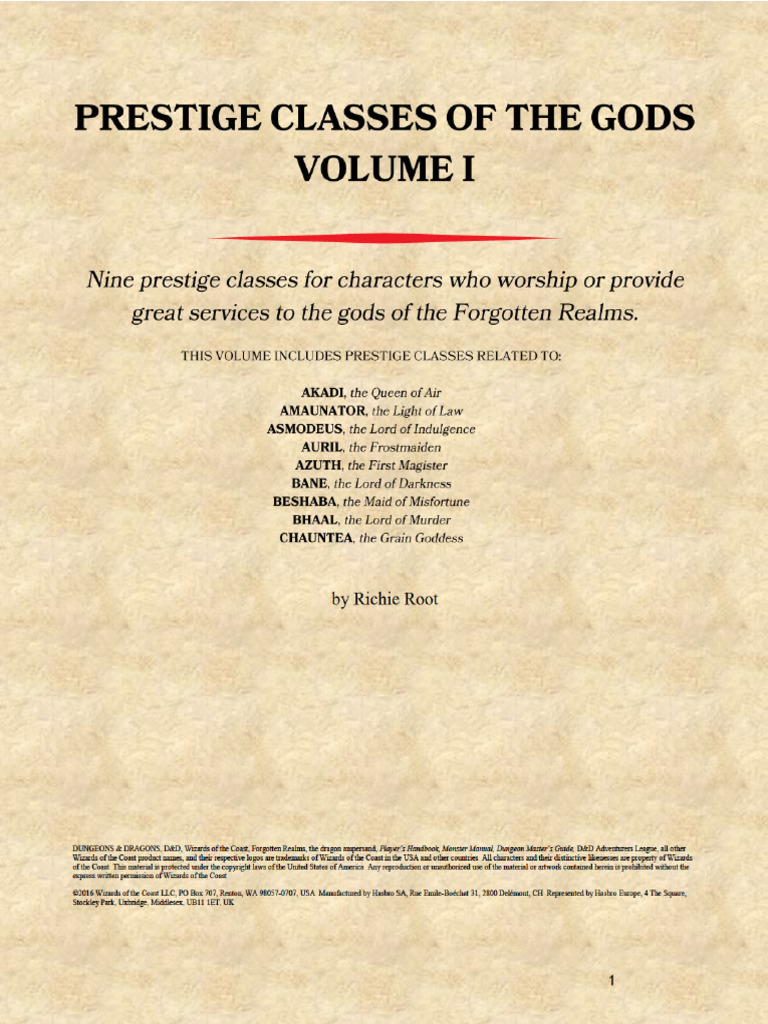 Richie Root - Prestige Classes of The Gods - Volume I | PDF
