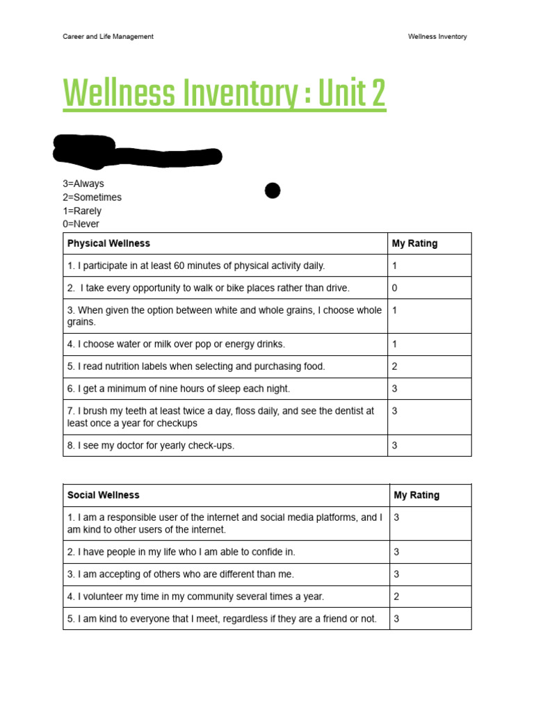 Wellness Inventory Google | PDF | Mental Disorder | Anxiety