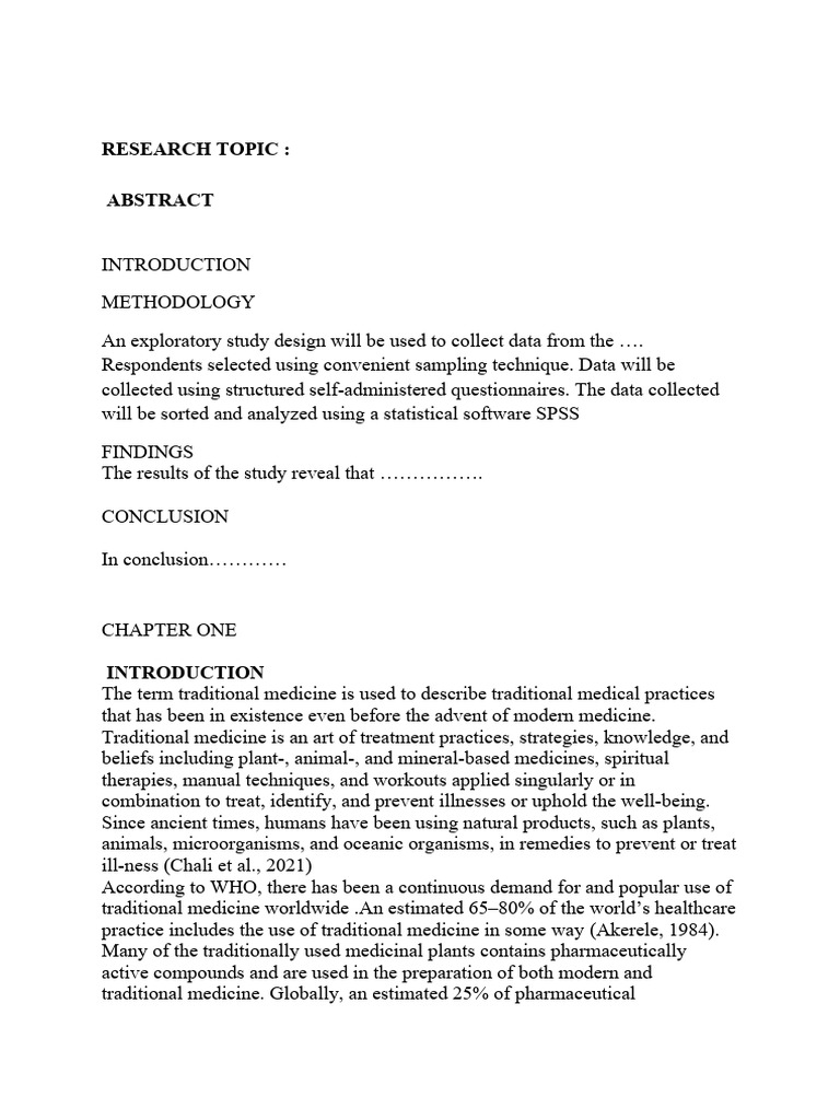Research Write Up | PDF | Medicine | Alternative Medicine