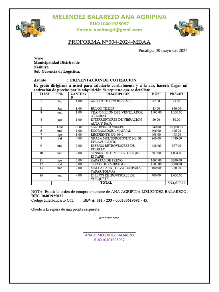 Proforma #04 Anillo Torico | PDF