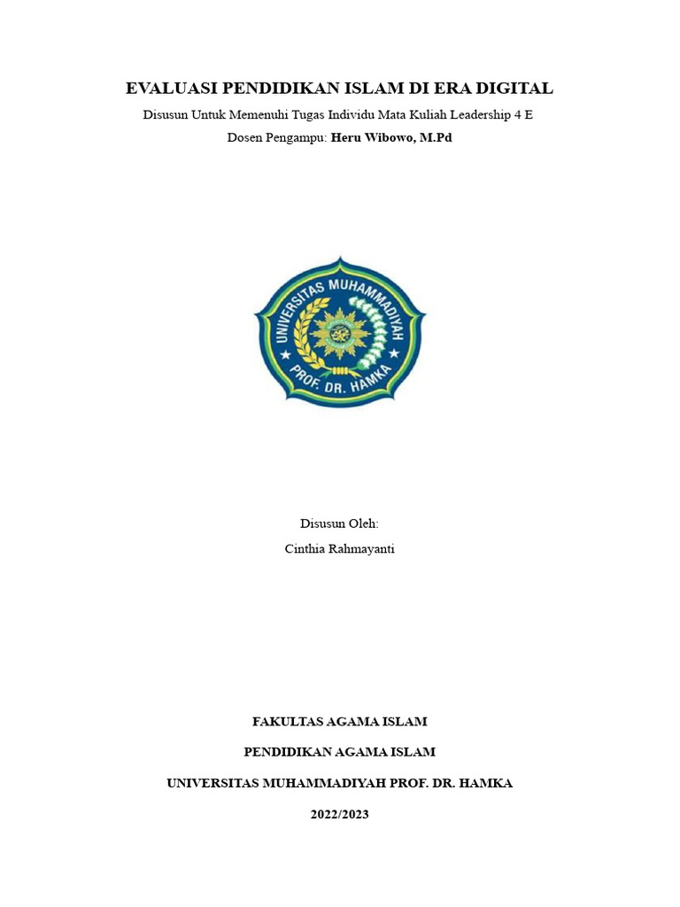 Evaluasi Pendidikan Islam Di Era Digital | PDF