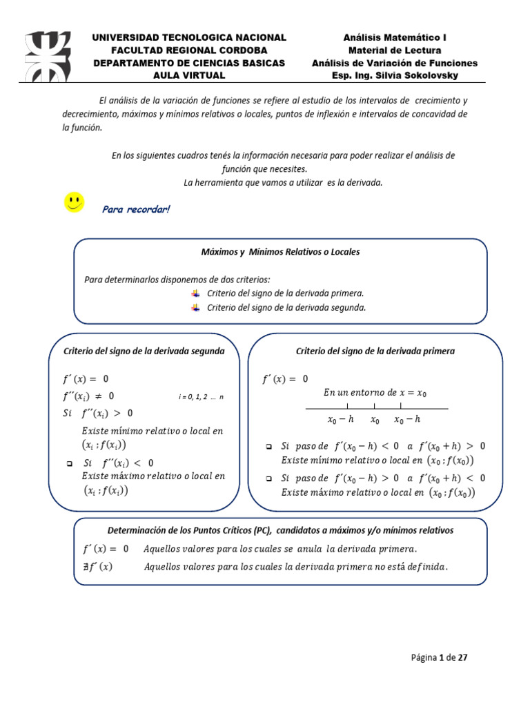 Aplicaciones de La Derivada - Análisis de La Variación de Funciones Ejercicios y Problemas | PDF ...