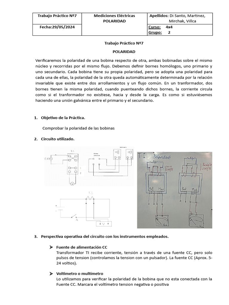 TP 7 Grupo 2 | PDF | Corriente eléctrica | Corriente continua
