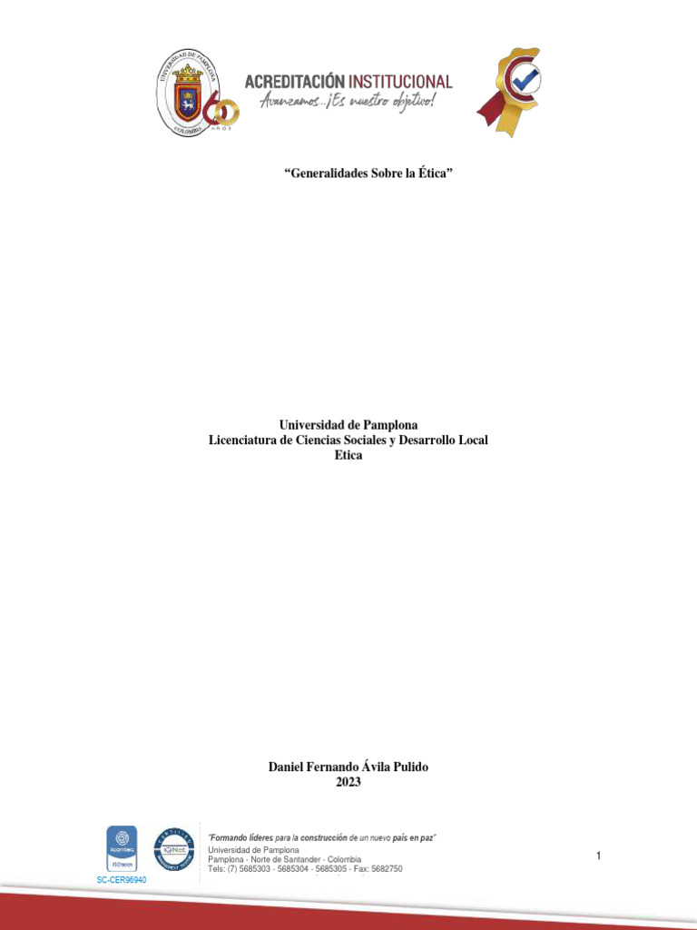 Generalidades Sobre La Etica - Daniel Avila | PDF | Moralidad ... Generalidades Sobre La Etica - Daniel Avila | PDF | Moralidad ...