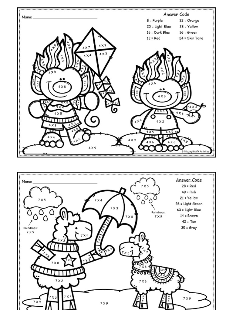 Multiplication Colouring Activity | PDF