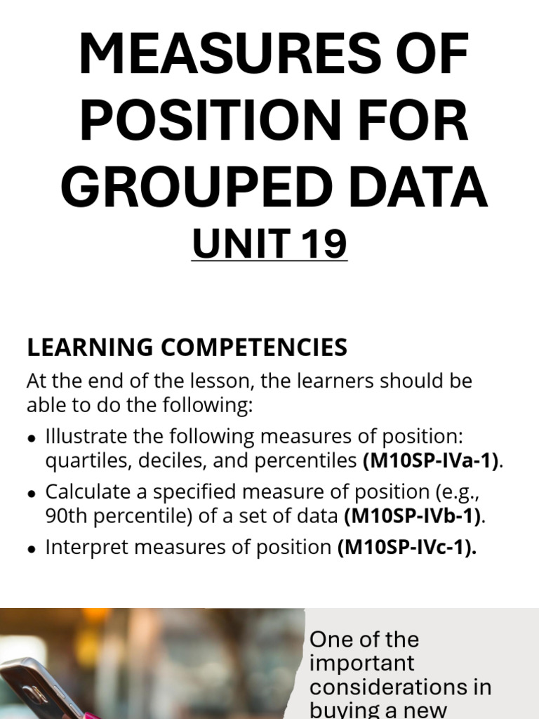 Q3 Measures of Position For Grouped Data | PDF | Percentile | Quartile