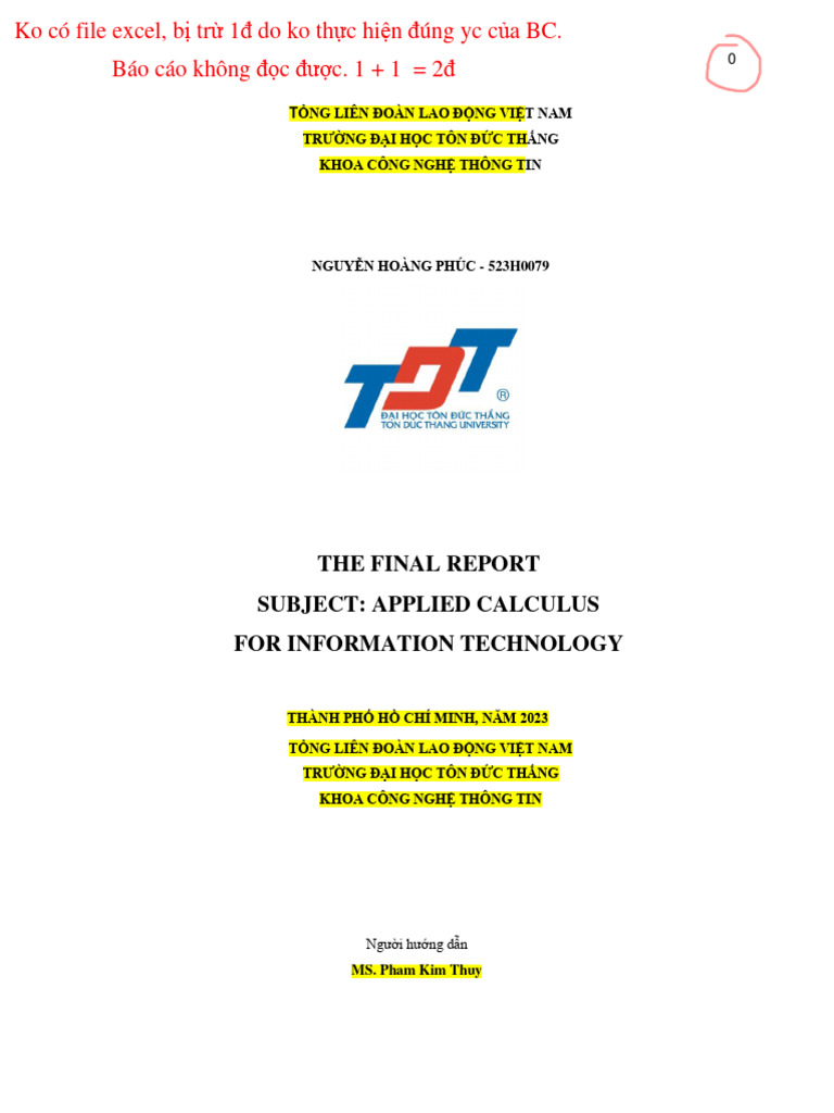 The Final Report Subject: Applied Calculus For Information Technology | PDF