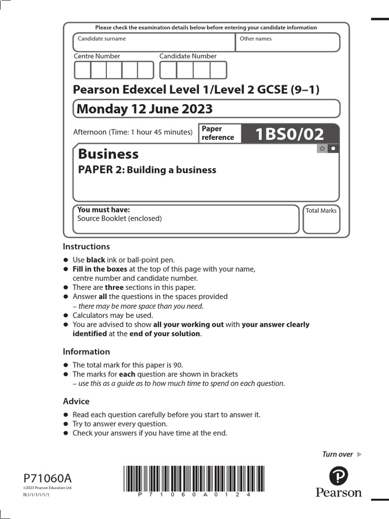 GCSE Business Paper 2 Exam Instructions | PDF | Private Sector | Economics