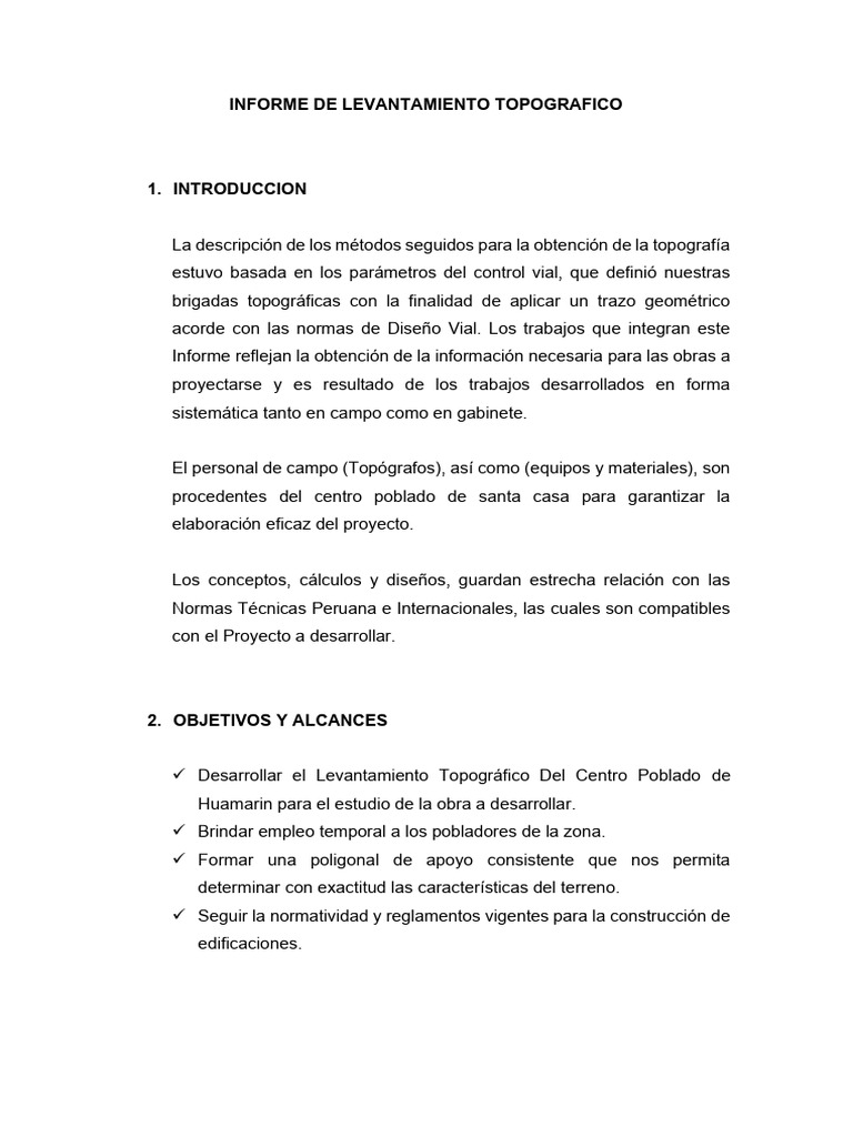 Informe de Levantamiento Topografico | PDF | Topografía | Datos geográficos e información