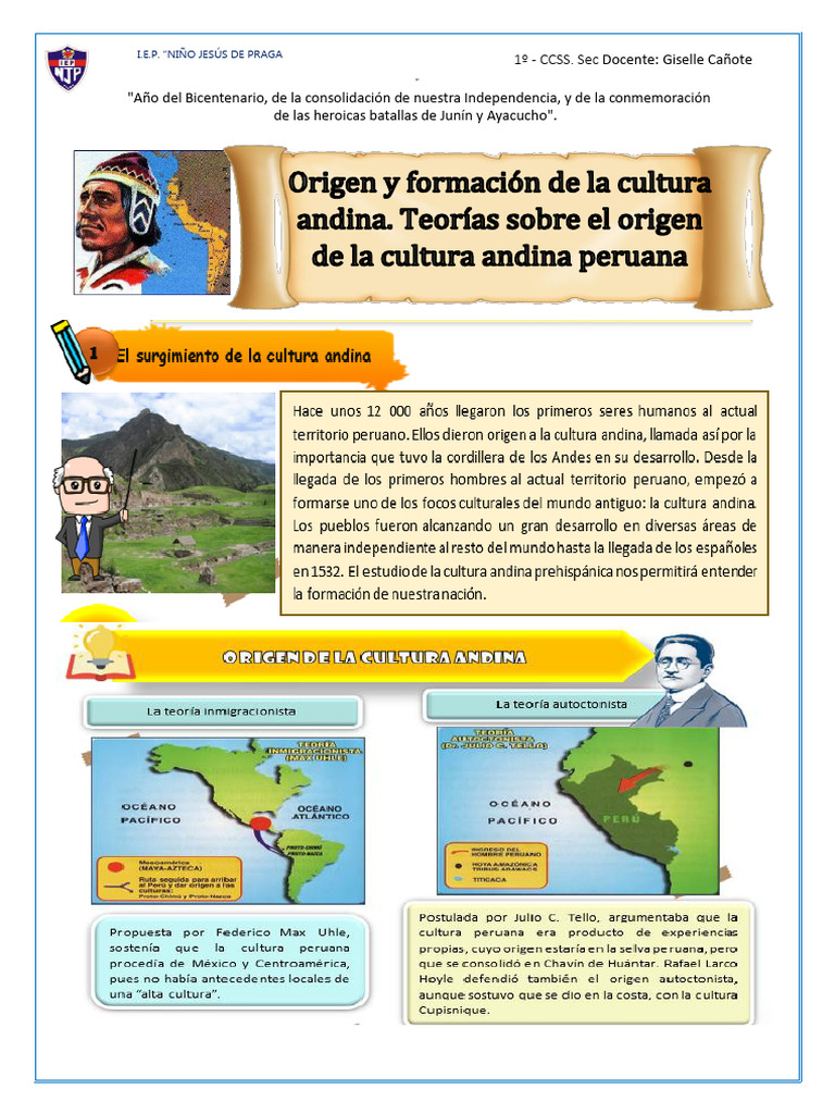 Formacion de La Cultura Andina 1ero-B | PDF