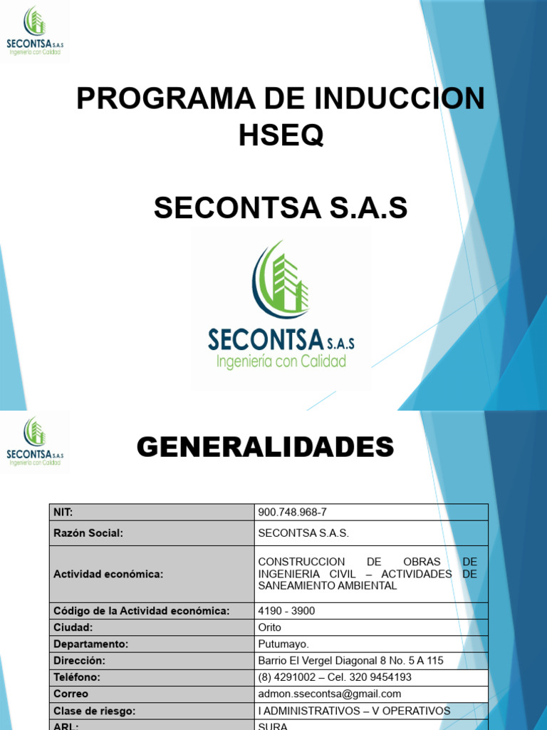 Inducion Hseq Secontsa S.A.S. | PDF