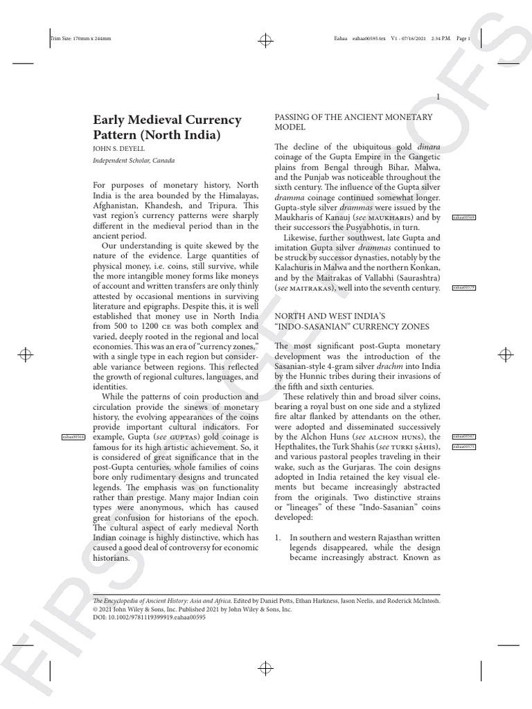 Early Medieval Currency Pattern (North India) | PDF | Coins | Money