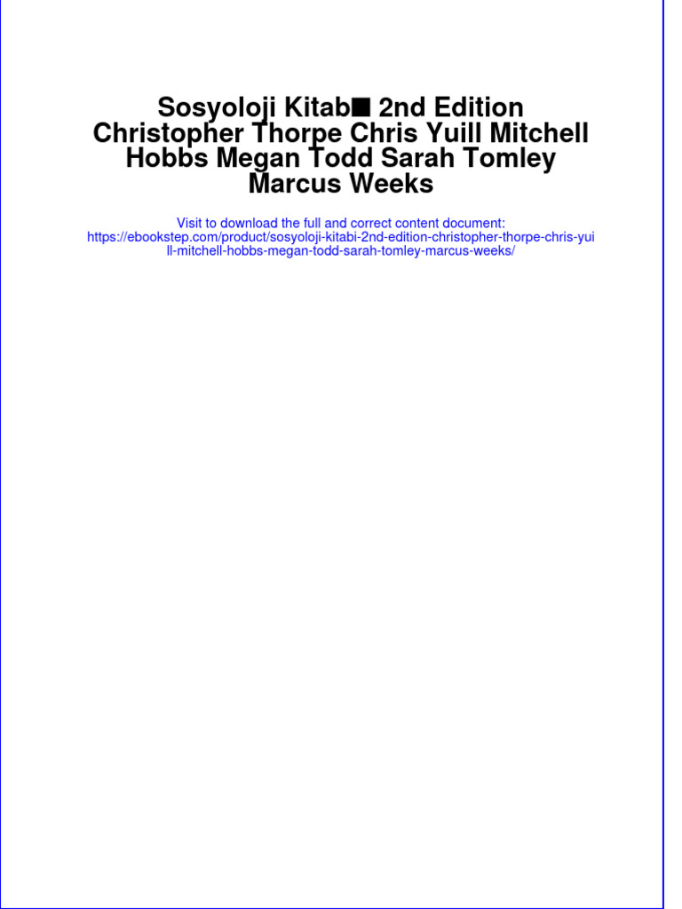 Sosyoloji Kitabı 2nd Edition Christopher Thorpe Chris Yuill Mitchell ... Sosyoloji Kitabı 2nd Edition Christopher Thorpe Chris Yuill Mitchell ...