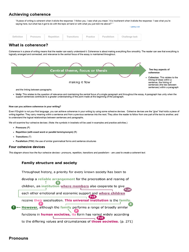 Writing Coherence Guide | PDF | Blu Ray | Dvd
