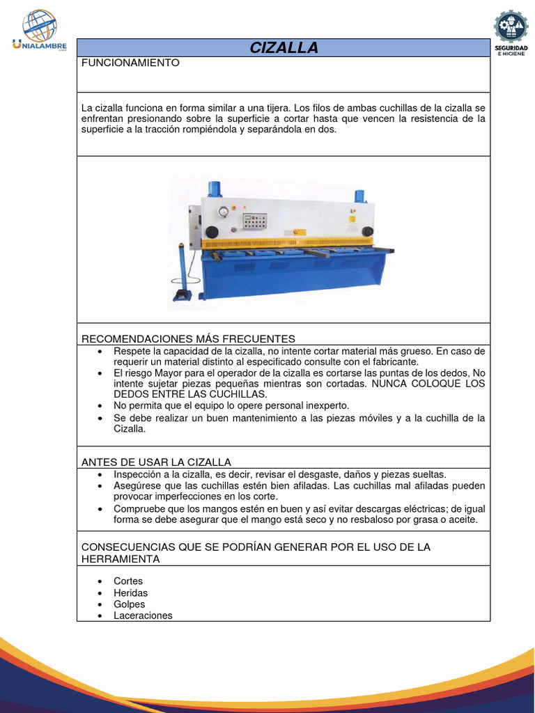 Infografia Cizalla | PDF | Herramientas