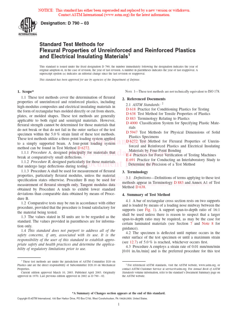 Astm D790 03 | PDF | Young's Modulus | Strength Of Materials