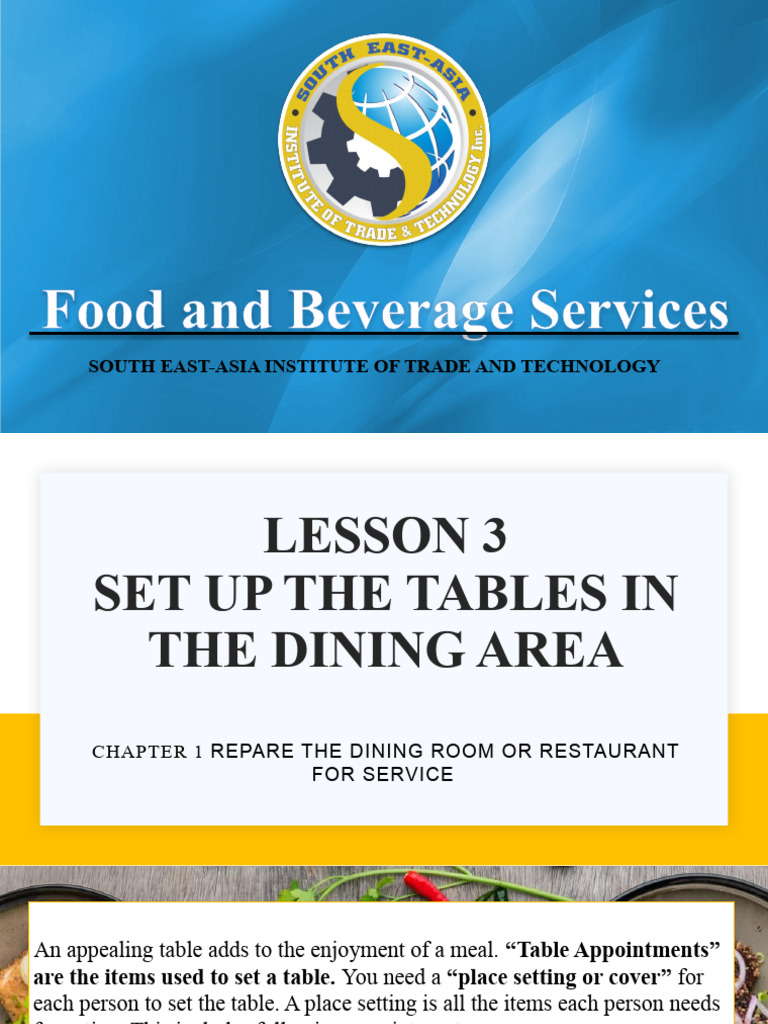 Fbs Chapter 1 Lesson 3-5 | PDF | Tableware | Foods