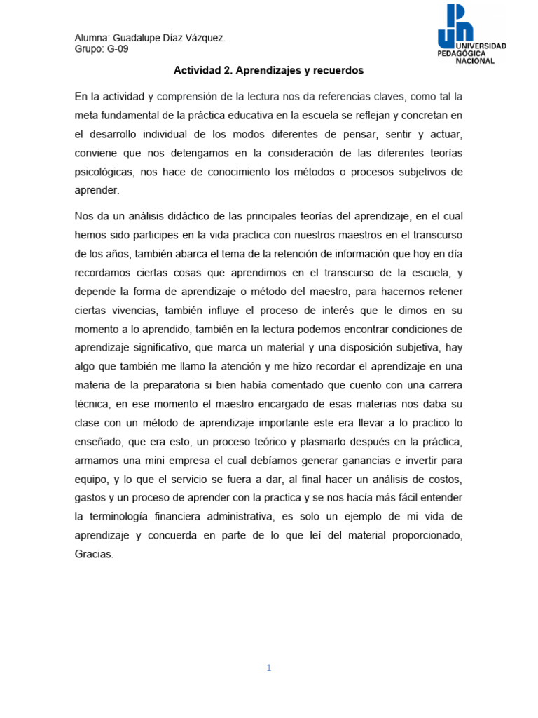 Gdiaz Aprendizajes y Recuerdos | PDF