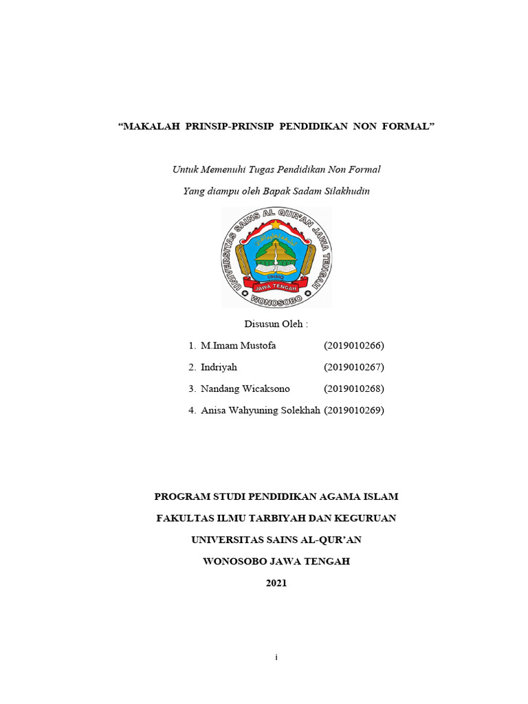 Prinsip Pendidikan Non Formal di Indonesia | PDF | Karier & Perkembangan