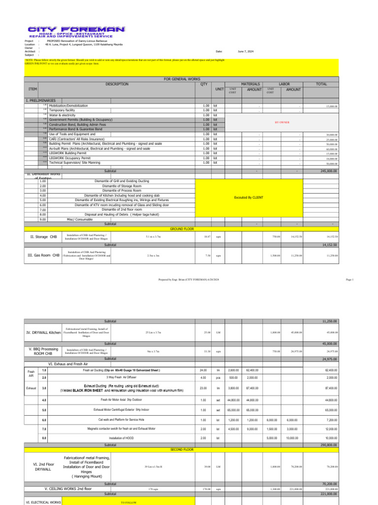 Sample Billing of Materials | PDF | Electrical Wiring | Building Materials