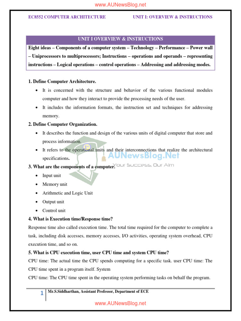 CAO PART A | PDF | Central Processing Unit | Parallel Computing