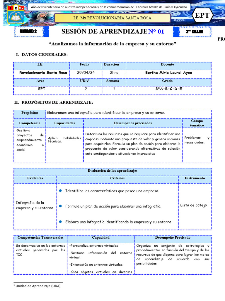 S1-U2-Analizamos la INFORMACIÓN DE LA EMPRESA Y SU ENTORNO- EPT-3RO-4TO | PDF | Aprendizaje ...