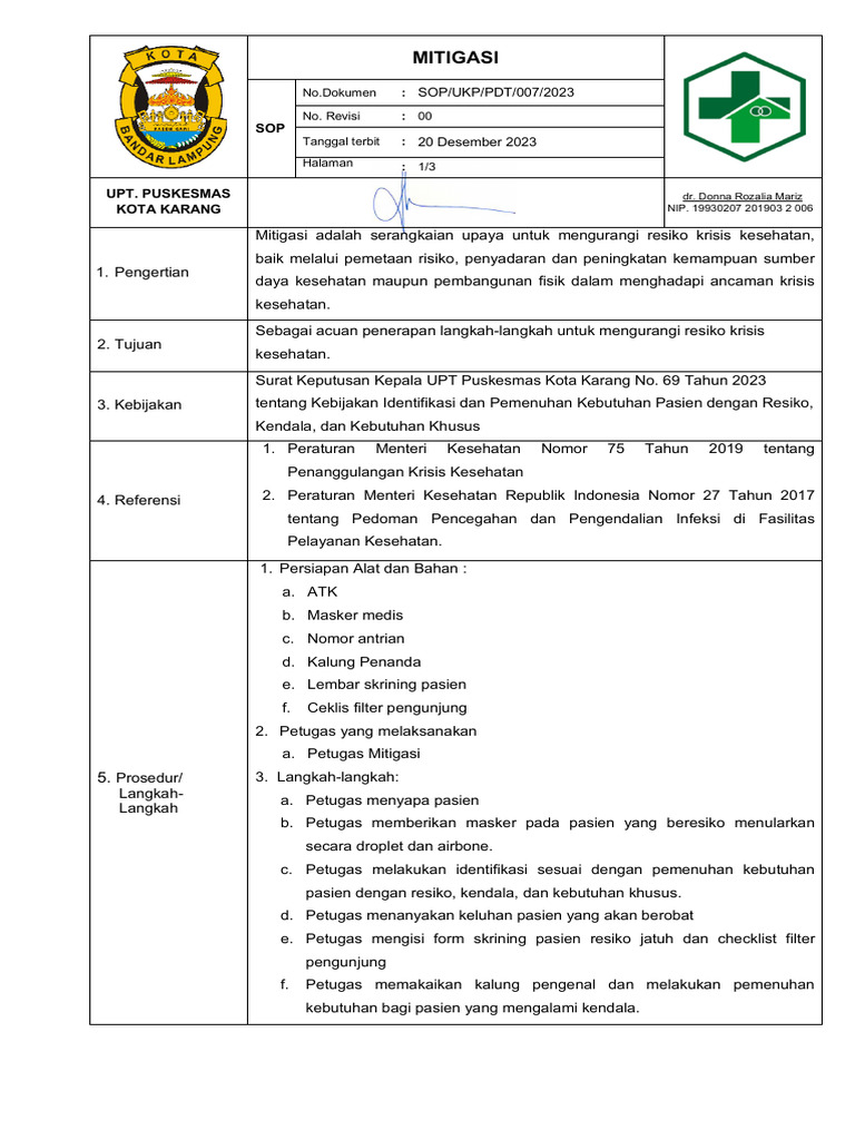 Sop Mitigasi | PDF