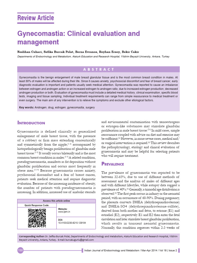 Gynecomastia - Clinical Evaluation and Management - Paper | PDF ...