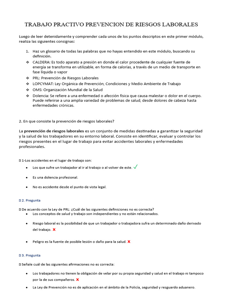 trabajo prevencion de riesgos laborales | PDF