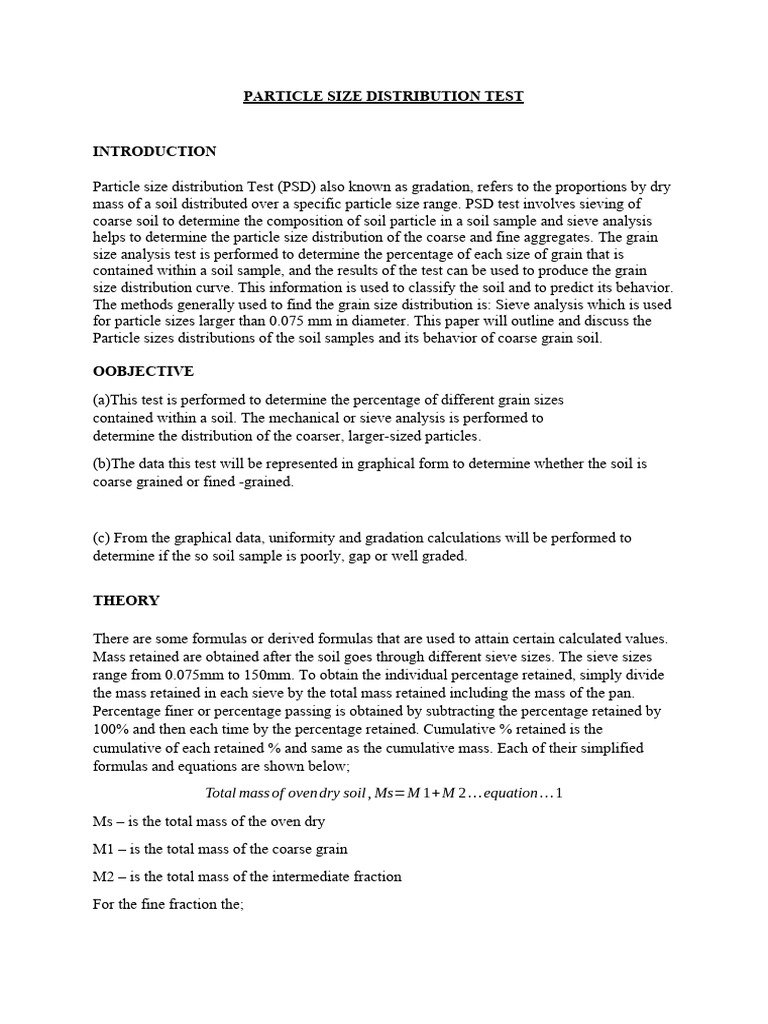 Particle Size Distribution Test | PDF | Particle Size Distribution ...