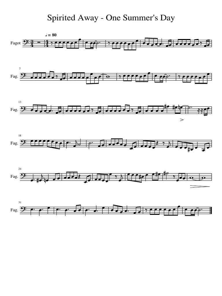 Spirited Away - One Summers Day | PDF