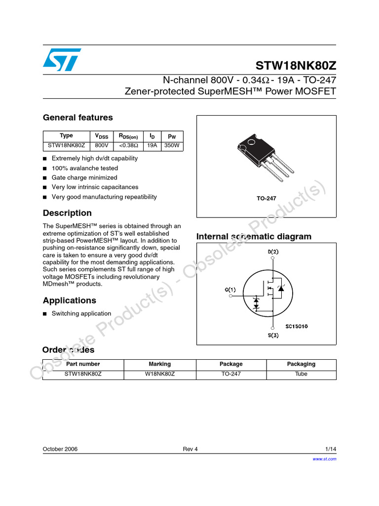 Stmicroelectronics cd00003384-1205337 | PDF | Semiconductors | Electrical Engineering