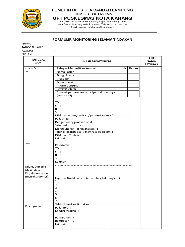 Formulir Monitoring Tindakan Medis | PDF