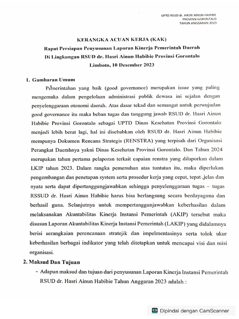 Kak Penyusunan LKIP | PDF