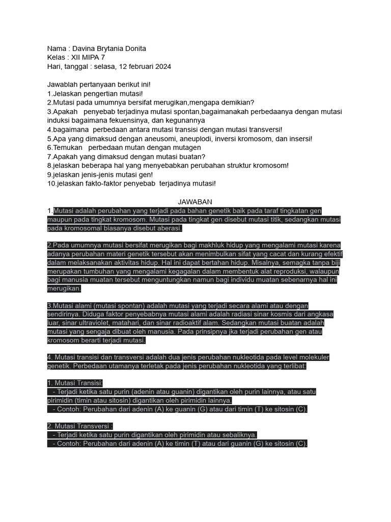 Tugas Biologi Davina | PDF