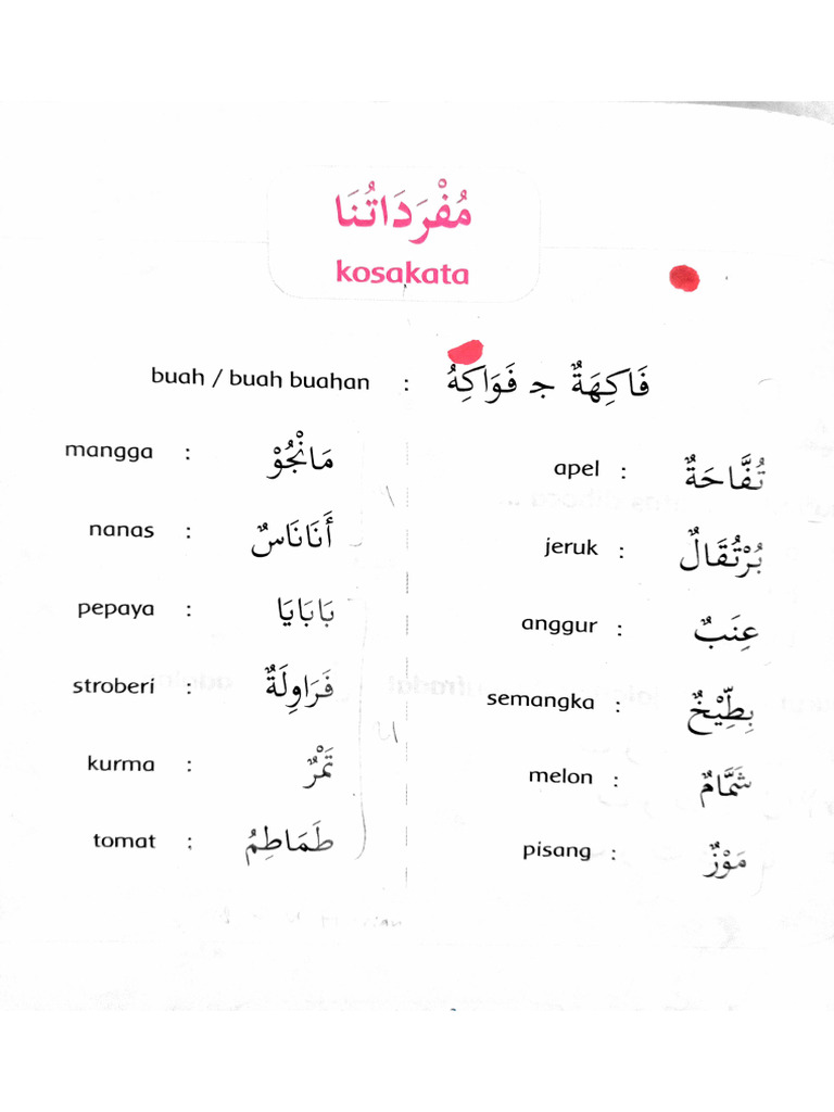 Kosa Kata Kelas 1 | PDF