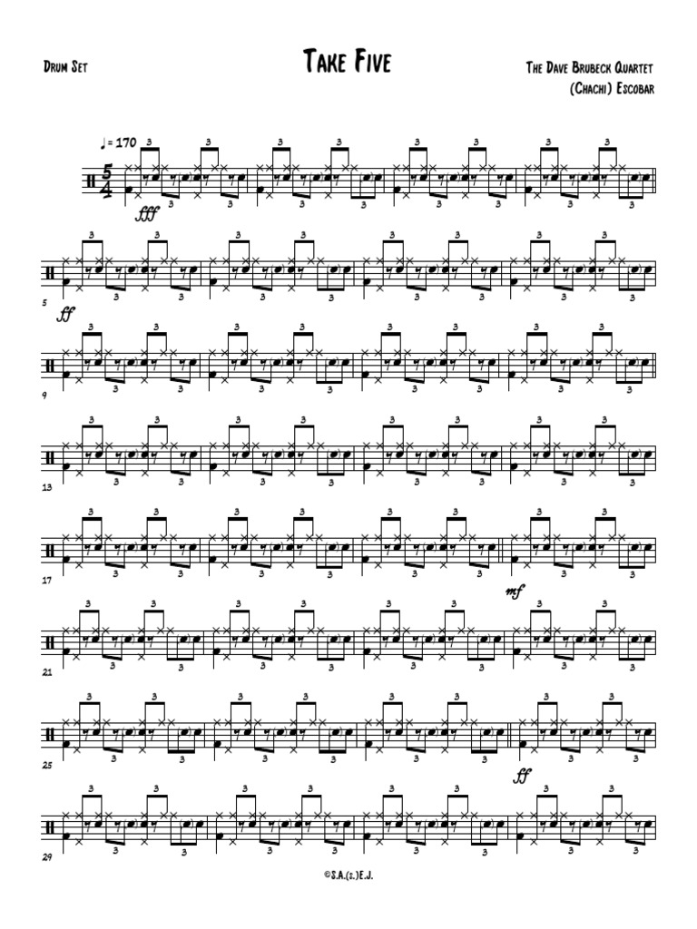 Take Five - Drum Set | PDF | Music Award Winners | Recorded Music