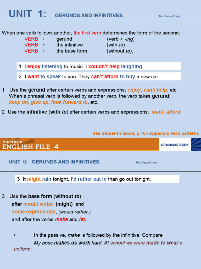 Gerunds and Infinitive Unit 1 | PDF | Verb | Languages
